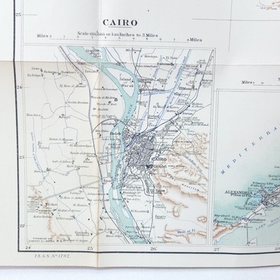 WW1 1917 EGYPT WAR OFFICE MAP G.S.G.S. CAIRO ALEXANDRIA ARABIA T.S.G.S ...