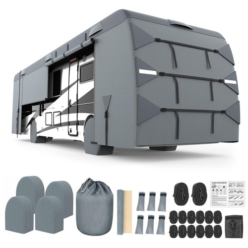 Upgraded 8-Layer Class A RV Cover for 37'-40' RV, Tire & Gutter Covers ...