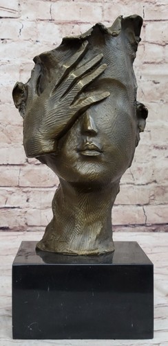Hot Cast Dali Face Bronze Sculpture Marble Base Figurine Home Office ...