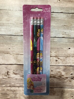 Disney Princess Pencils 4 Pack No. 2 Lead Real Wood Pencils Ariel Belle ...