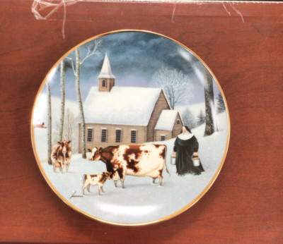 Franklin Mint American Folk Art Plate WINTER MILKING HA9849 L Herrero ...