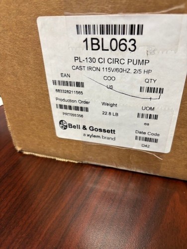 bell and gossett booster pump pl-130 | eBay