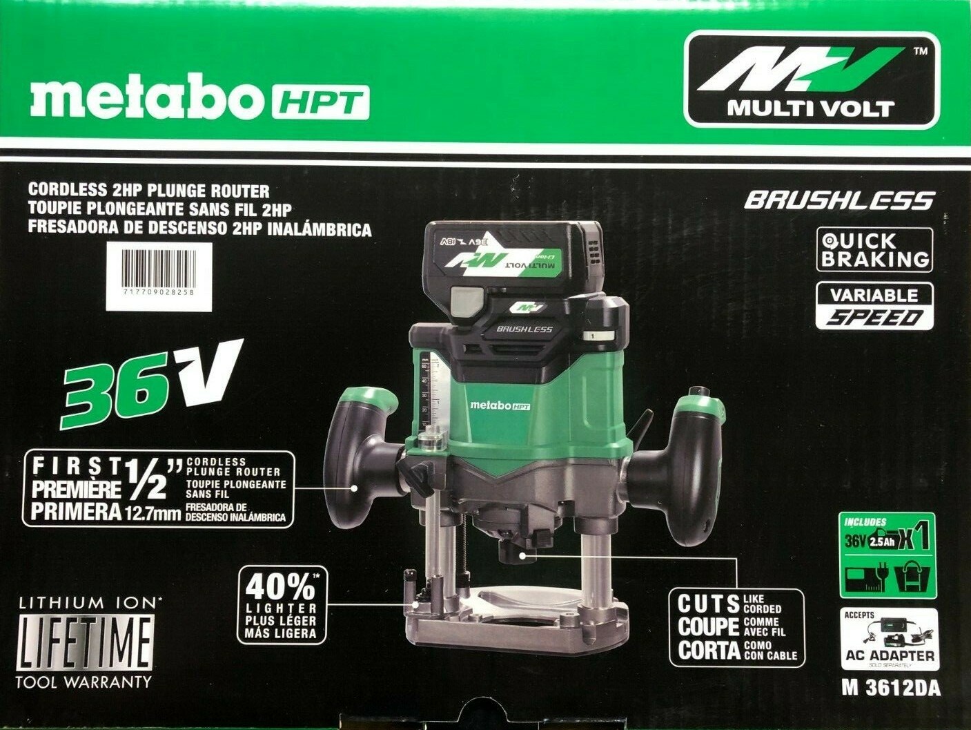 Metabo HPT M3612DA 36V MV 7-1/4-Inch Miter Saw Cordless Plunge Router ...