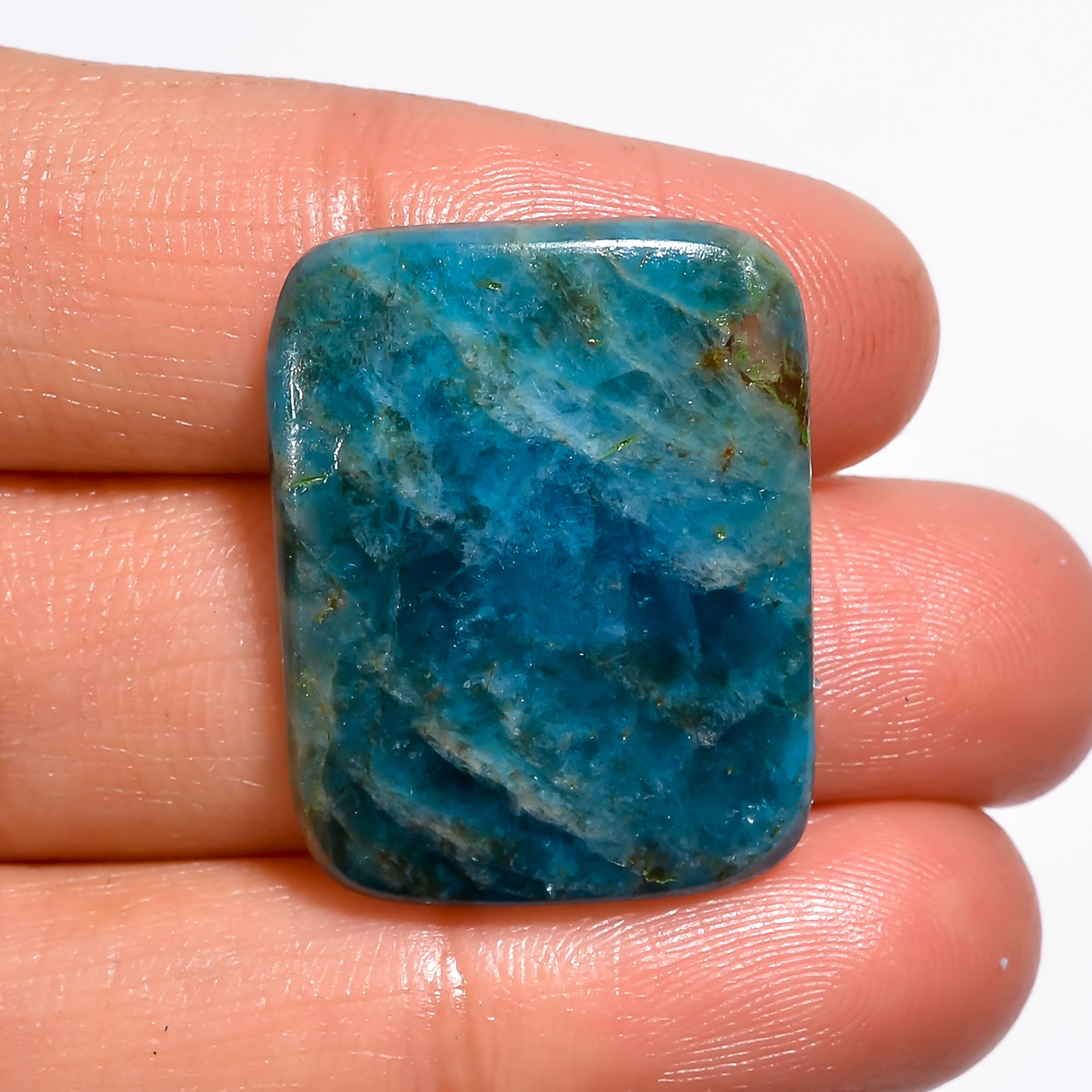 Natural Neon Blue Apatite Radiant Shape Cabochon Gemstone 24 Ct ...