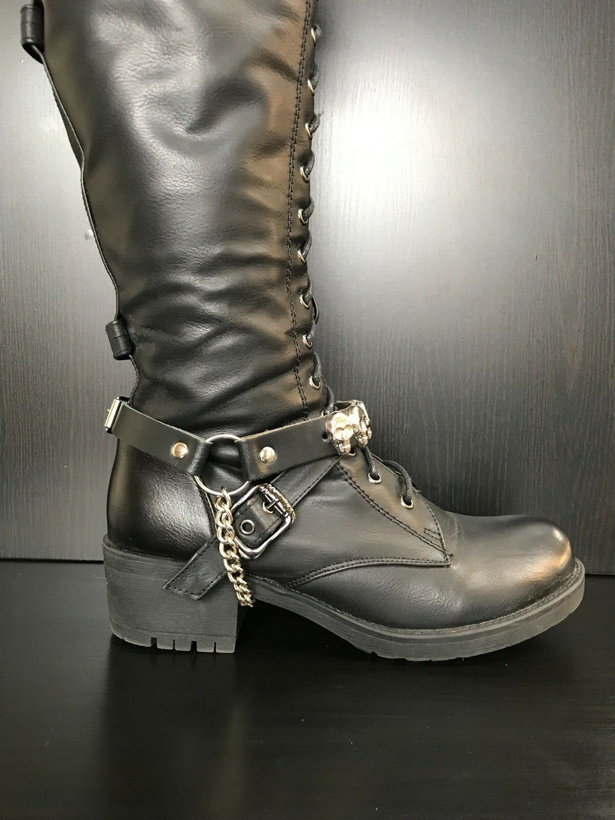 Genuine Real Leather BOOT STRAPS BLACK 5 STYLES PUNK GOTHIC FASHION ...