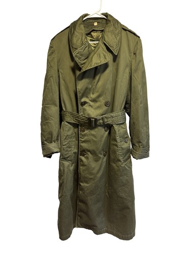 Vintage 50s Military Medium OverCoat Wool Sateen OG-107 Removable Liner ...
