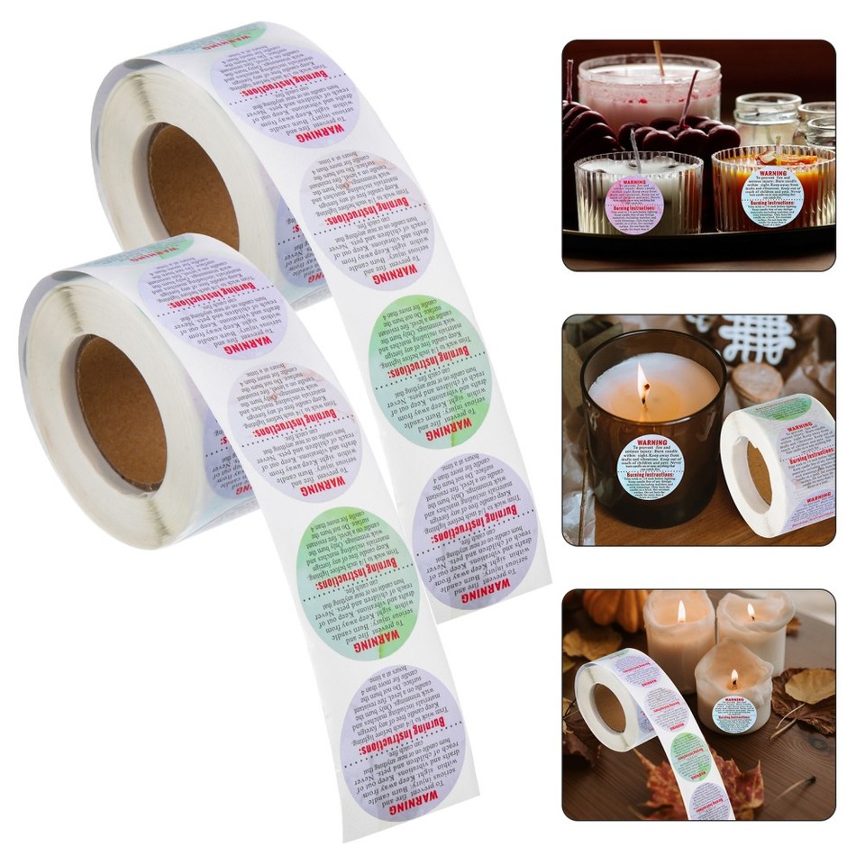 2 Rolls Candle Making Supplies Wax Melt Warning Labels Stickers For ...