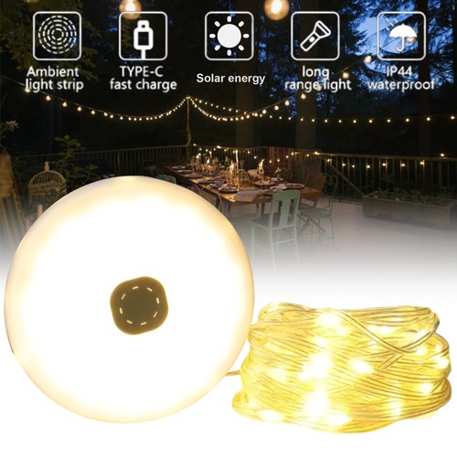 33FT USB Camping String Lights Rechargeable 3-IN-1 Outdoor Waterproof ...