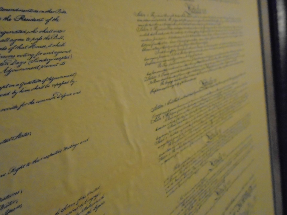 LARGE CONSTITUTION OF THE UNITED STATES OF AMERICA PRINTED PARCHMENT ...