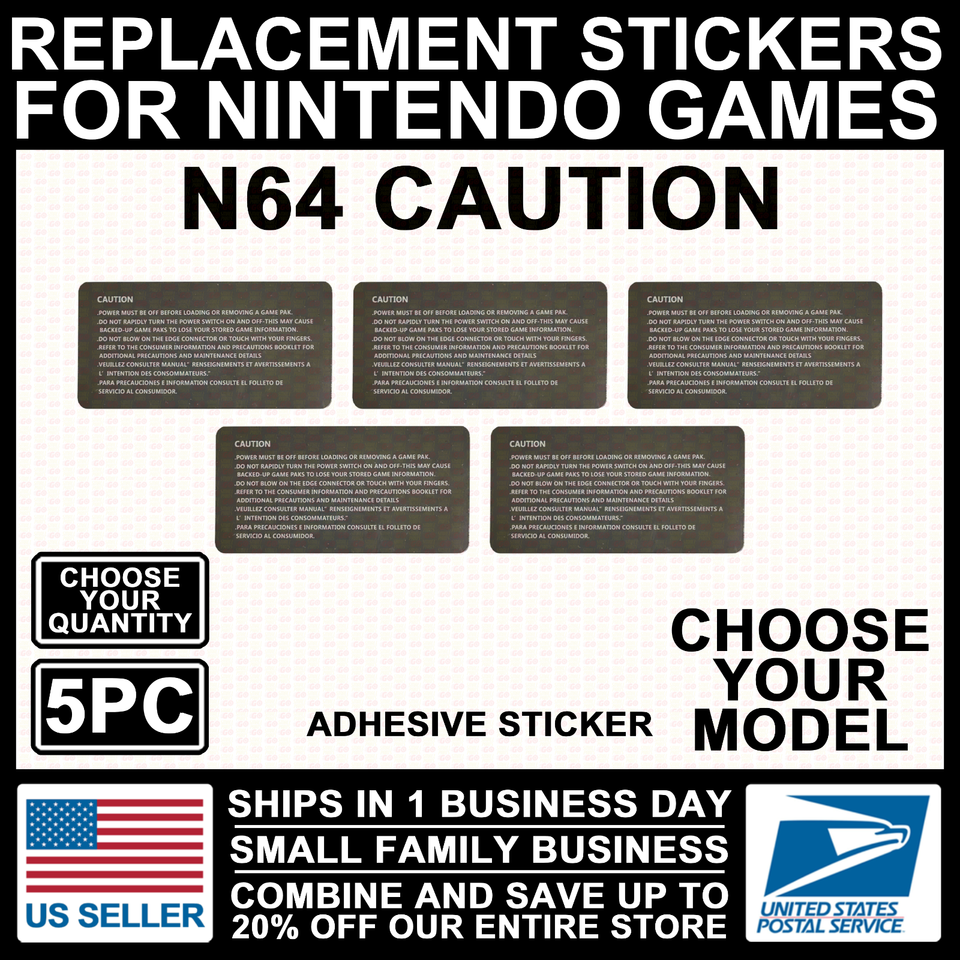 N64/SNES Rear Back Adhesive Sticker Replacement Game Cart Cartridge ...