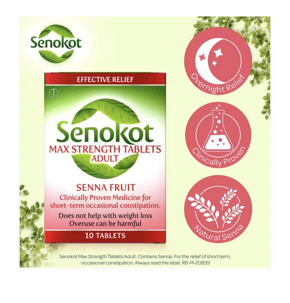 2 x Senokot Max Strength Natural Relief for Constipation - 20 Tablets ...