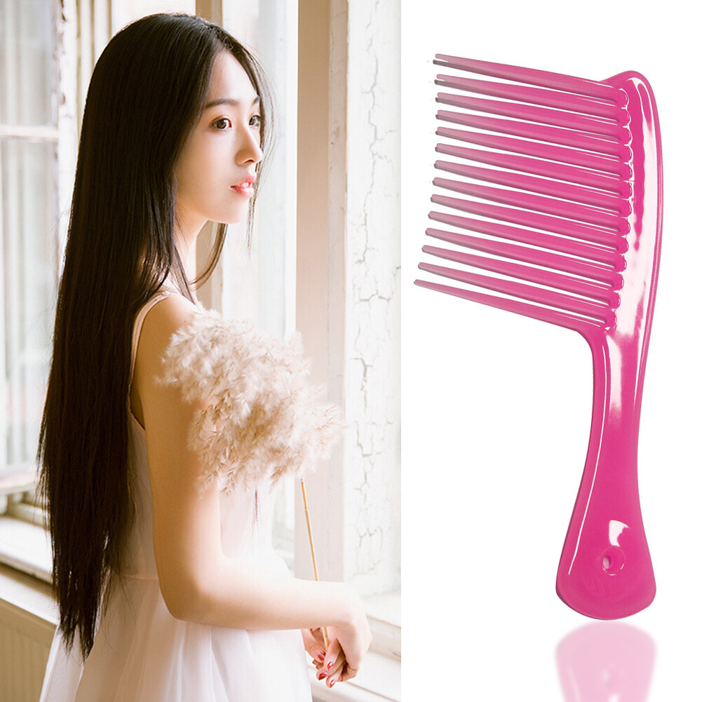 Large Wide Tooth Comb Handle Detangling Reduce Hair Loss Brush Tool ...