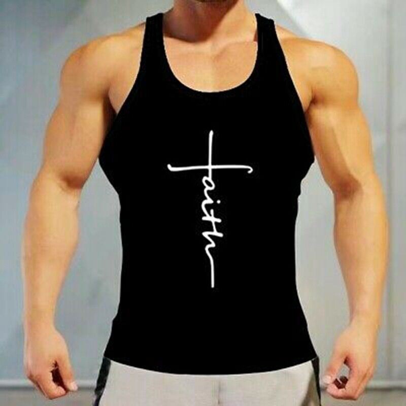 ⭐⭐⭐Men's Sleeveless Athletic Fitness Muscle Tank Top Cross Print ...