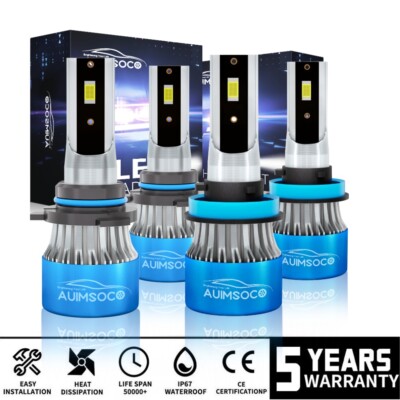 10000K 9005 + H11 LED Headlight Combo 400W 80000LM High and Low Beam ...
