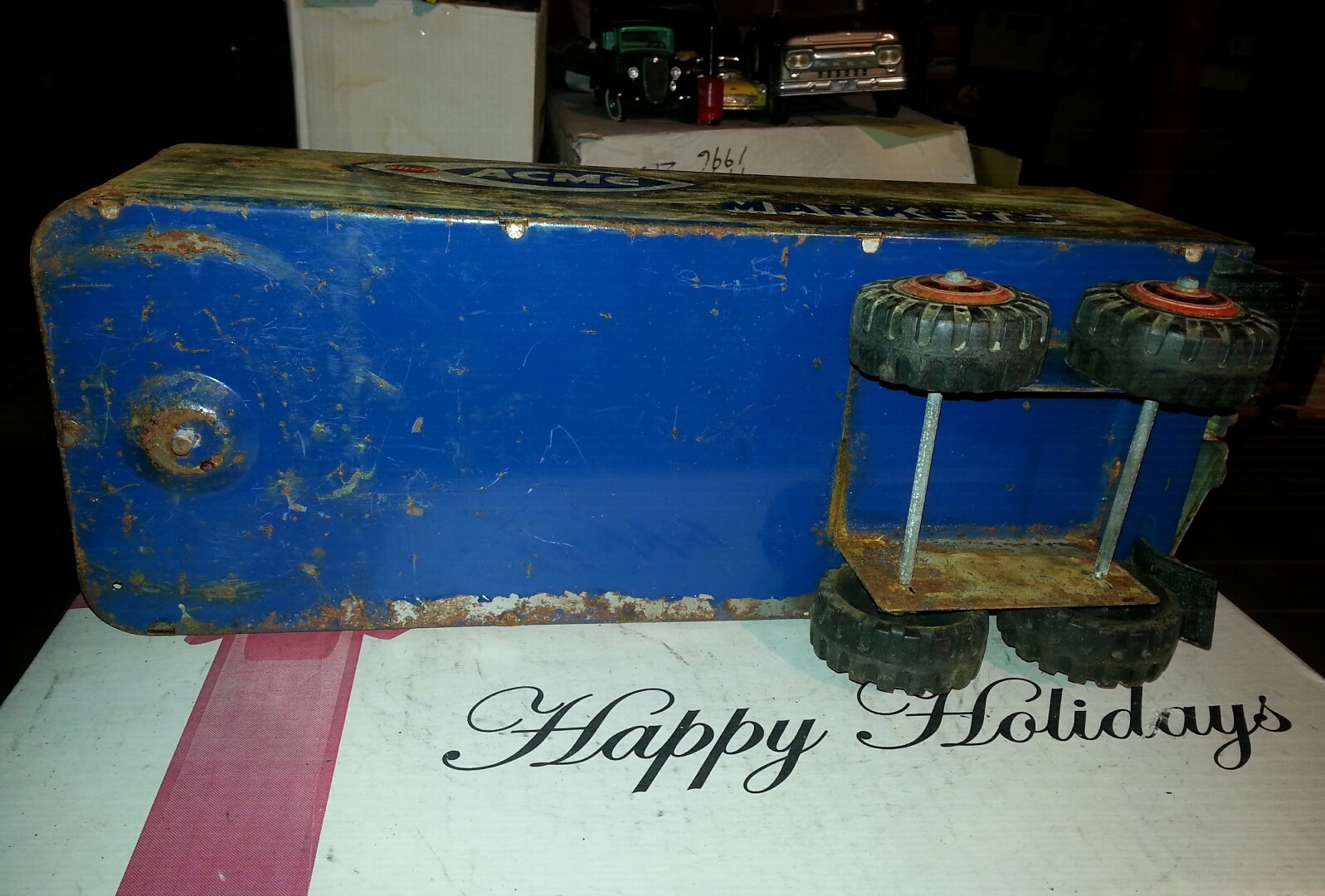 Vtg Pressed Steel ACME 1511 1899 Markets Semi Tractor Trailer Toy Lumar ...