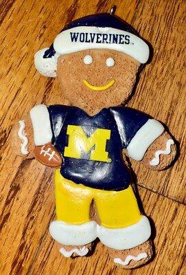VTG UNIVERSITY OF MICHIGAN WOLVERINES CLAY GINGERBREAD MAN CHRISTMAS ...