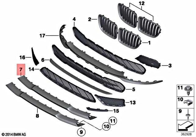 Genuine BMW Trim Cover Air Duct Front 511111 51-11-2-991-406 for sale ...