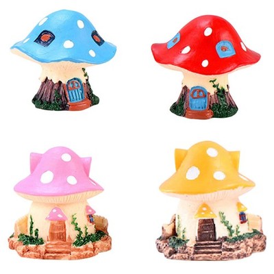 4 Pcs Tiny Mushroom House Decor Funny Miniature Craft Cartoon Shaped ...