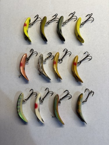 12 Vintage Fishing Lures Lot Helin Flatfish mixed color k5 Size | eBay