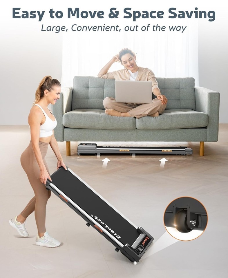 Elseluck Walking Pad, under Desk Treadmill for Home Office, 2 in 1 ...