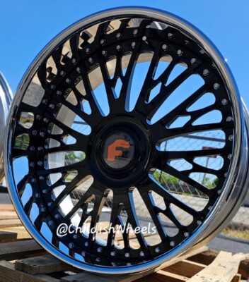 22" Inch Black Chrome Lip Forgiato CRAVATTA Orange XL Cap5x120 Wheels ...