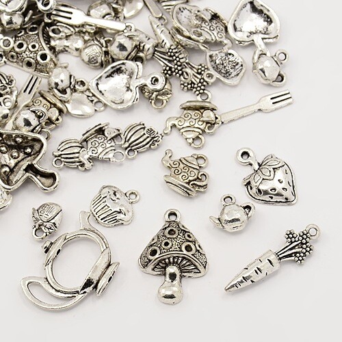 10 Chef Charms Cook Pendants Themed Antiqued Silver Assorted Food ...