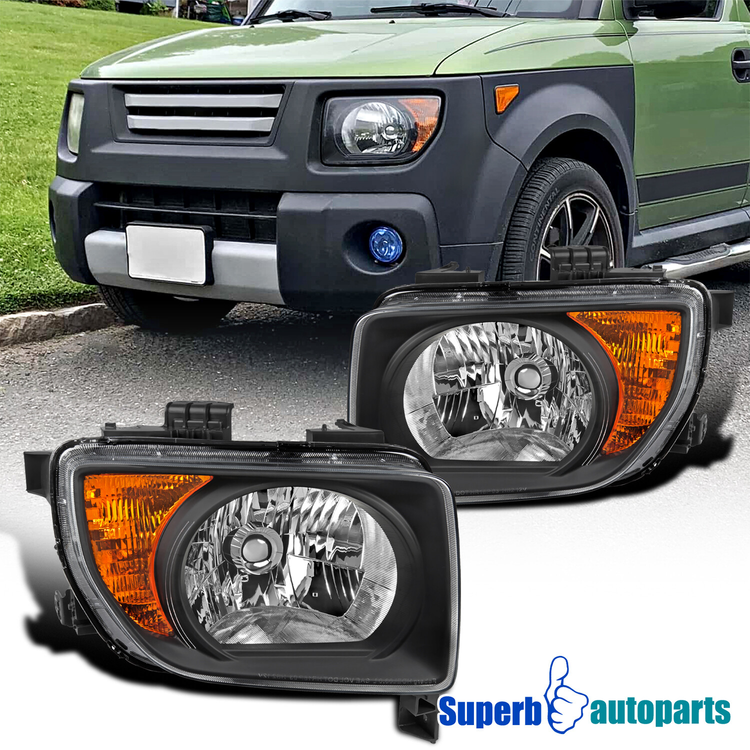 For 2003-2008 Honda Element Black Headlights OE style Replacement Left ...