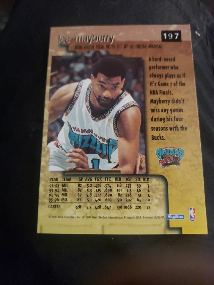 Lee Mayberry Vancover Grizzlies Nm Skybpx Premium NBA 1997 | eBay