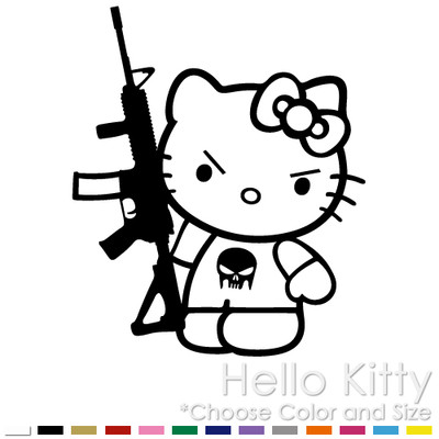 ANGRY KITTY WITH MACHINE GUN CAR WINDOW LAPTOP VINYL DECAL STICKER (HK ...
