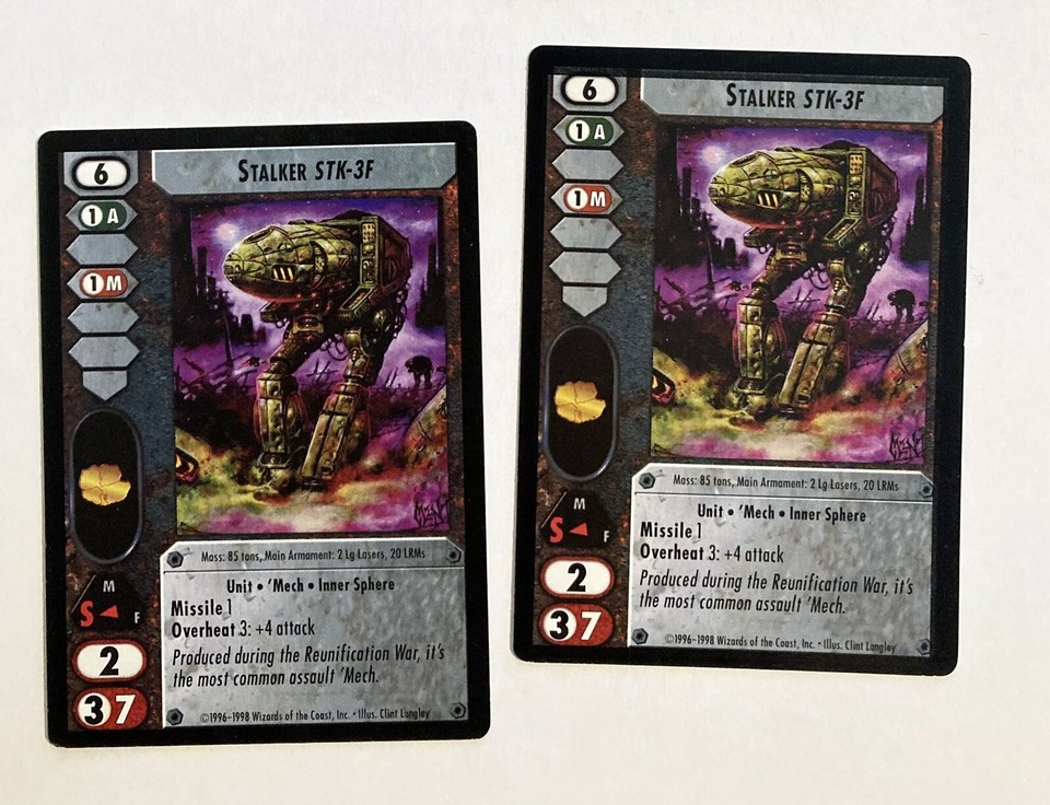 Stalker STK-3F (2) Battletech CCG Commander's Edition 'Mech | eBay