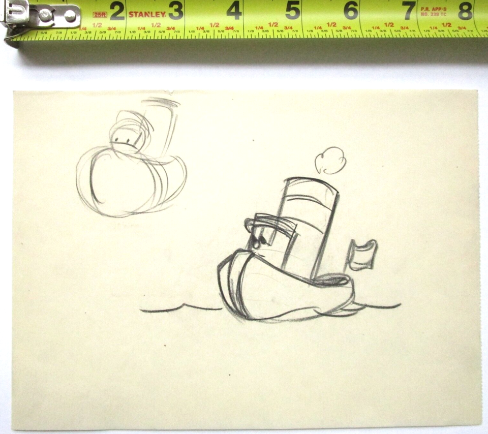1948 LITTLE TOOT Walt Disney ORIGINAL STORYBOARD cel DRAWING tugboat ...