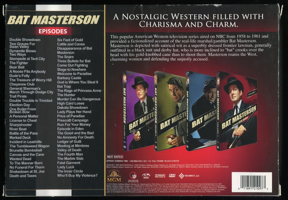 Bat Masterson starring Gene Barry (Television Marathon - 24 Hours - 8 ...