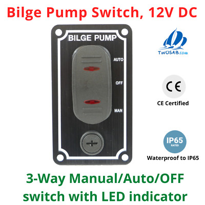 Bilge Pump Switch 12V DC 3-Way Manual/Auto/OFF Switch With LED ...