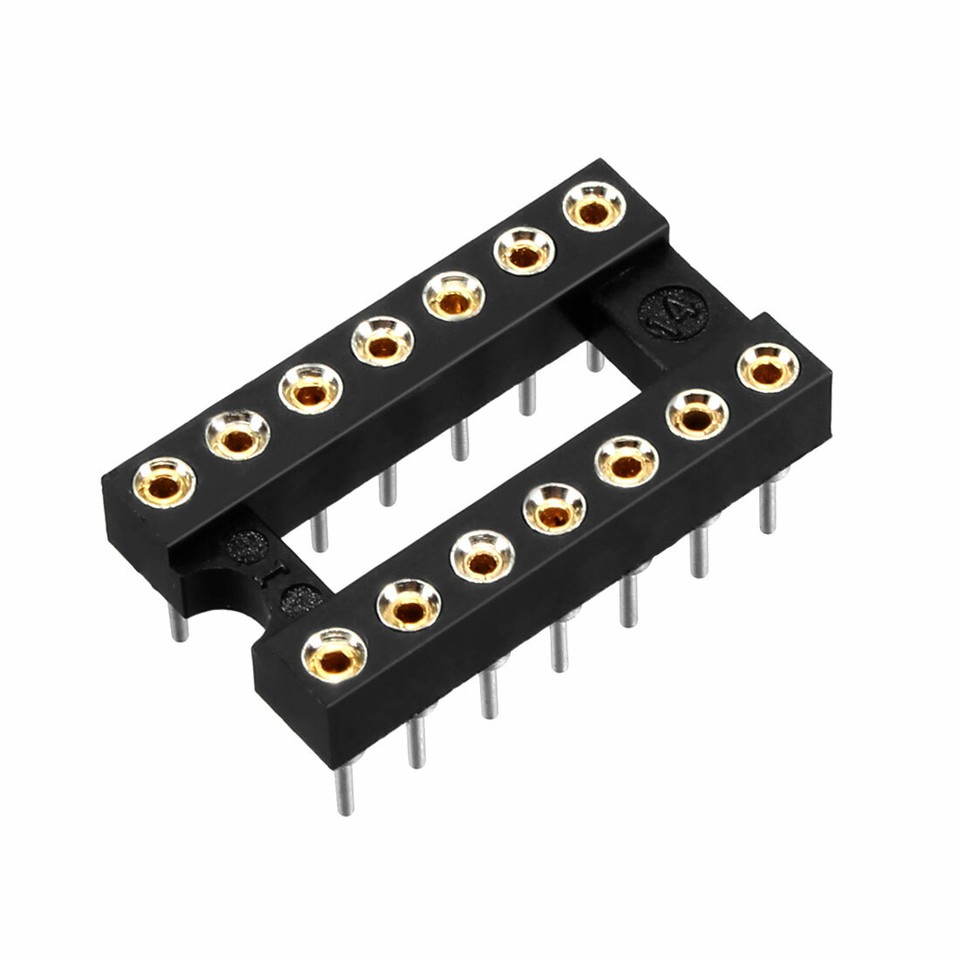 2pcs DIP IC chip 2.54mm grid 7.6mm row spacing dual rows 14 round pins ...