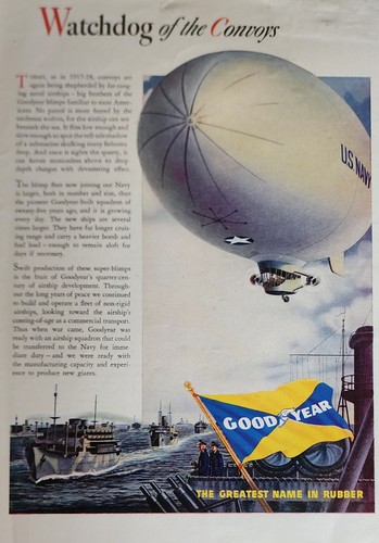 GoodYear Blimp Magazine Picture Ad Advertisement Vintage 1943 Wall Art ...