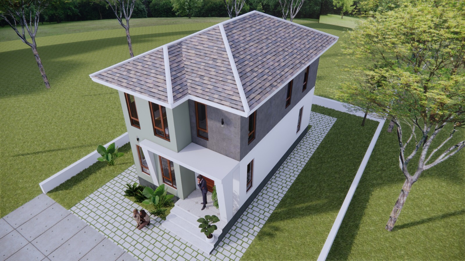 17x30 Feet House Plan 5.4x10 Meter 3 Bed 3 Bath Hip Roof PDF Plan (A4 ...