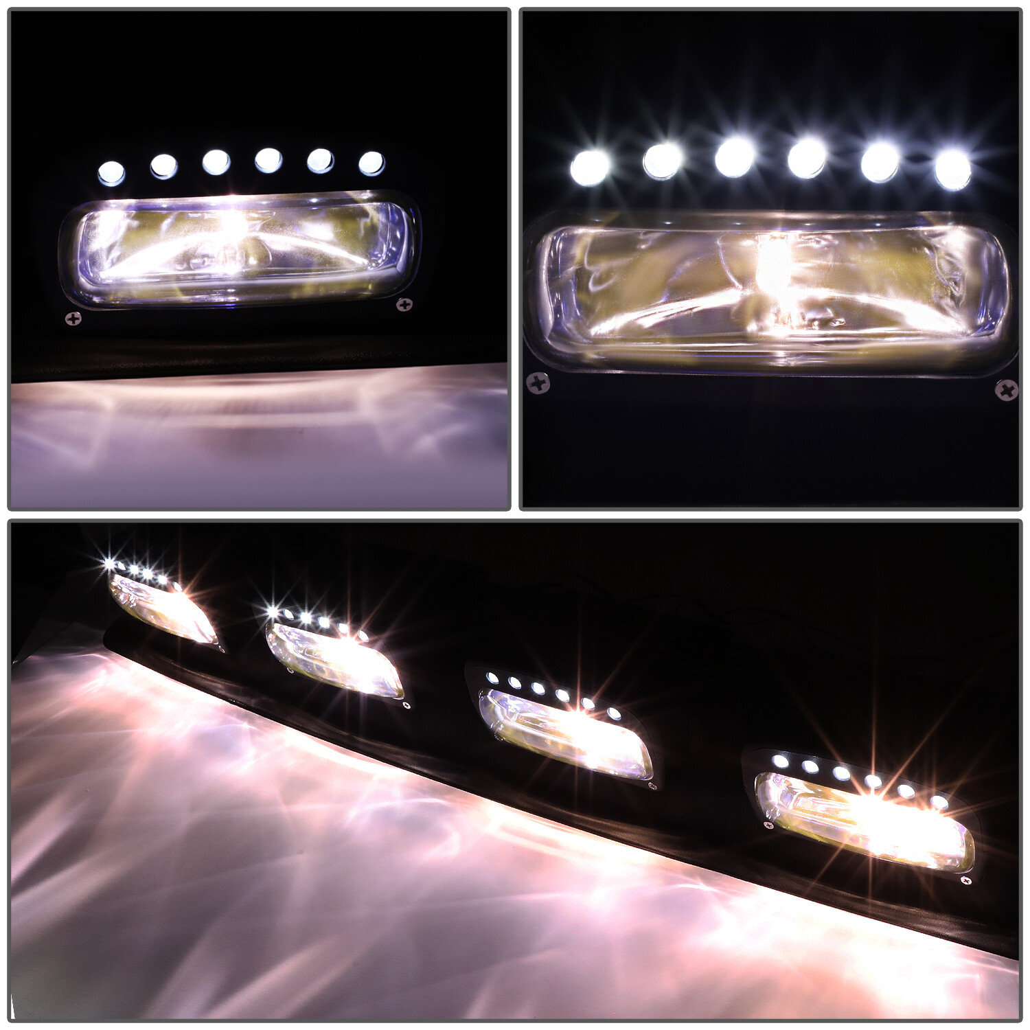 UNIVERSAL 4X4 OFF-ROAD BLACK FRAME BLUE LENS ROOF MOUNTED FOG LIGHT W ...