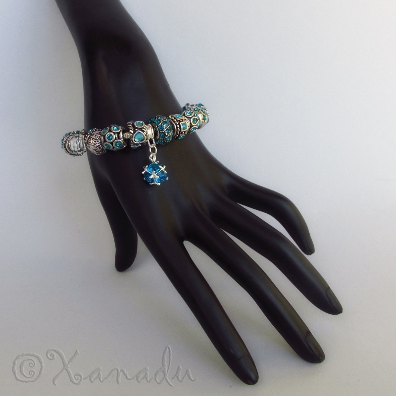 Genuine Sterling Silver Pandora Bracelet w December Birthstone Blue ...