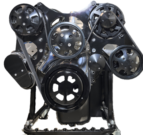 Chevy SBC 350 400 Complete Serpentine Engine Pulleys & Bracket Kit BLK ...