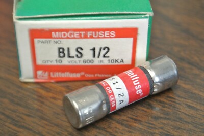 BOX of 10 / LITTELFUSE BLS1/2 MIDGET FUSE / 1/2A / 600V / NEW SURPLUS ...