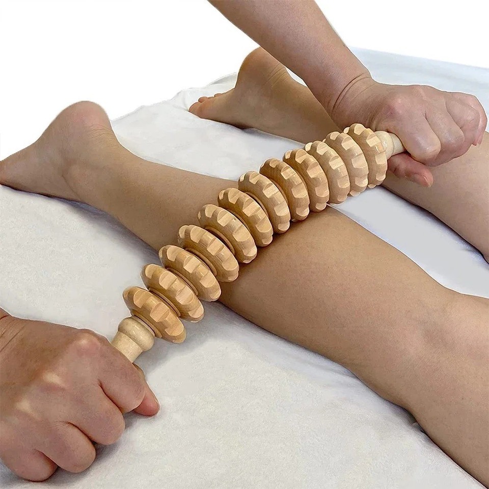 Wooden Massage Roller Anti-Cellulite Tool Self Care Lymphatic Therapy ...