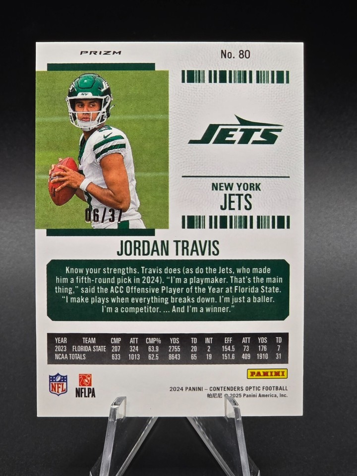 2024 Contenders Optic JORDAN TRAVIS Rookie RC FOTL Purple Pulsar /37 | eBay