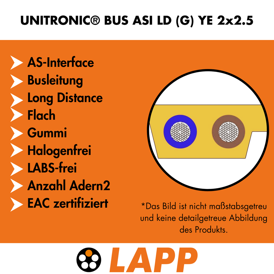 10m Lapp 2170371 Unitronic BUS ASI LD G Busleitung 2x2,5 Gummi ...