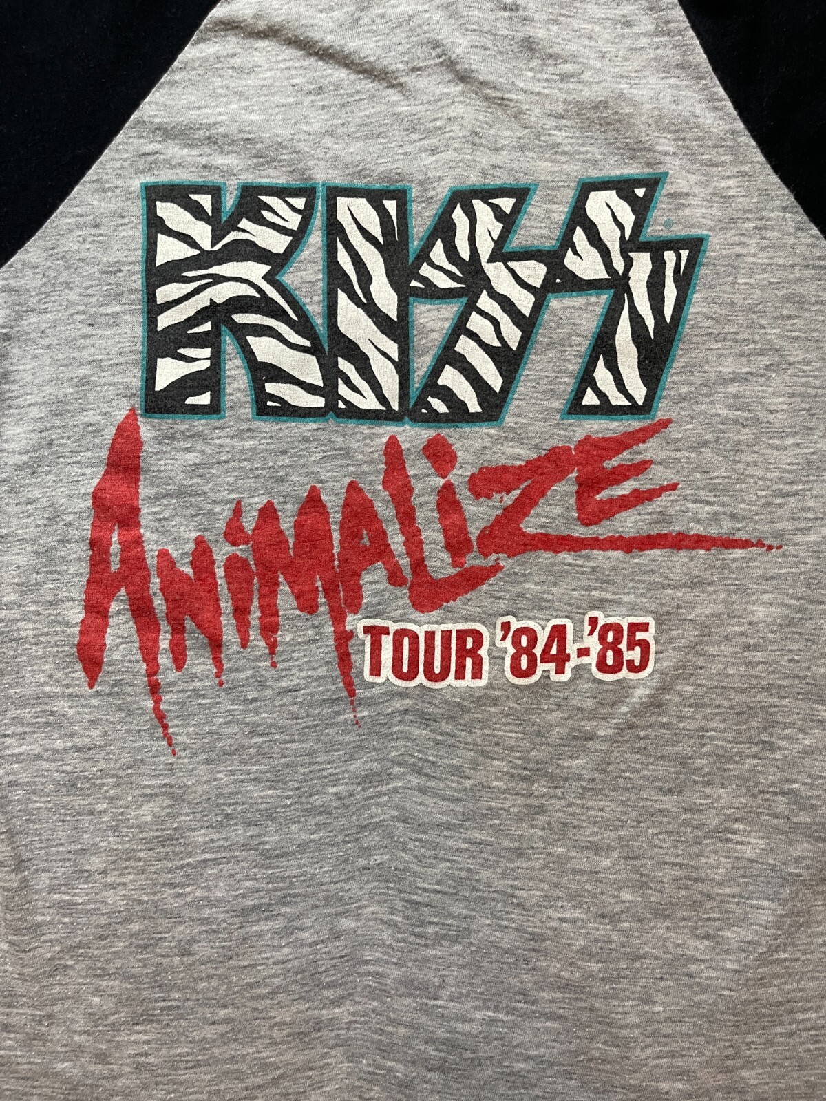 Vintage Kiss Animalize Concert Tour 1984 T-shirt Size Medium Raglan 80s ...