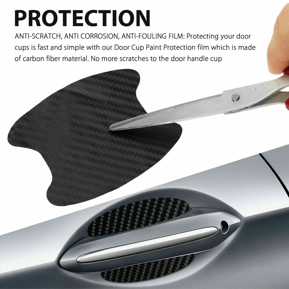 4x Car Door Handle Protector Film Anti-Scratch Carbon Fiber Stickers ...