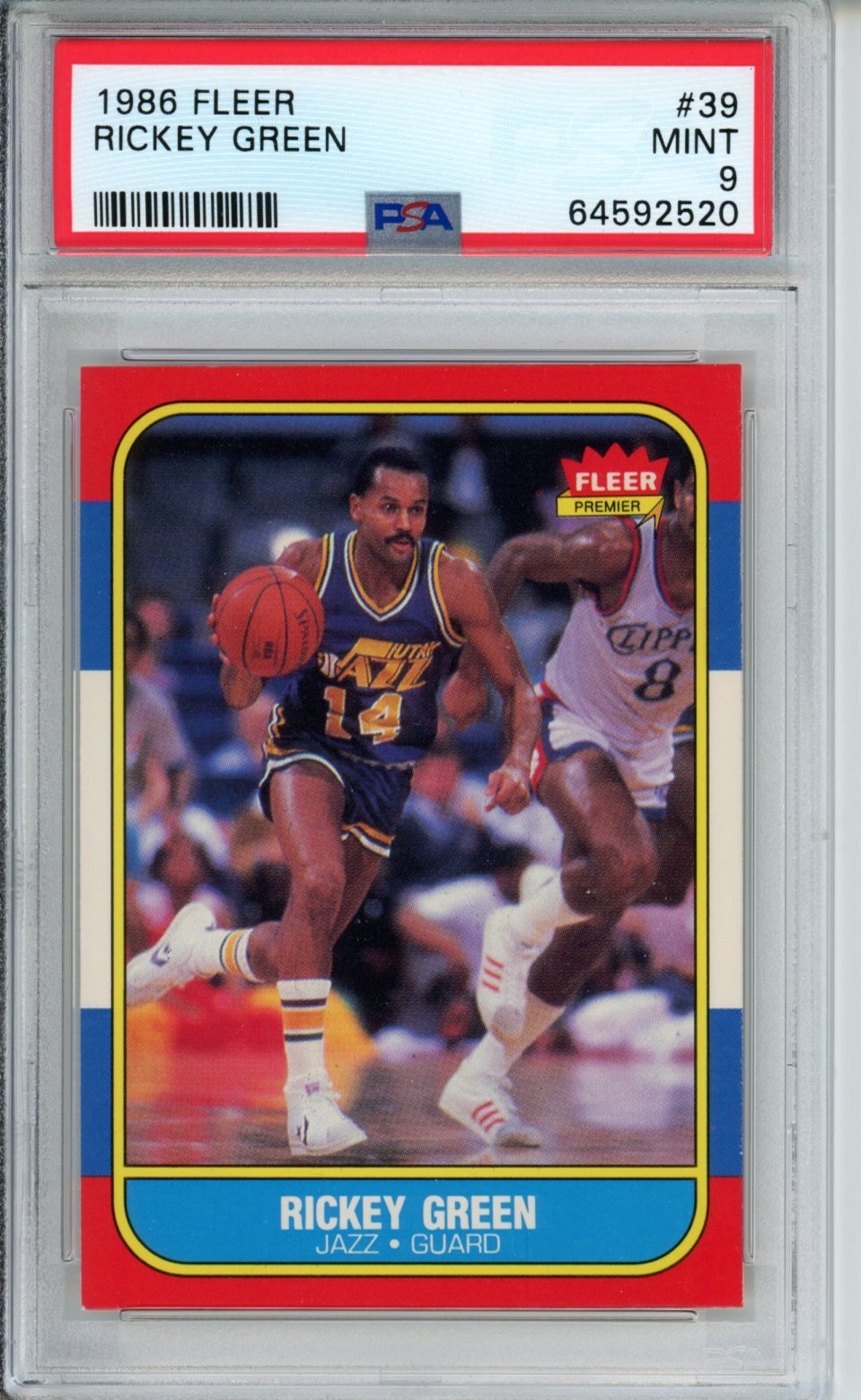 1986 Fleer #39 Rickey Green PSA 9 Mint Utah Jazz | eBay