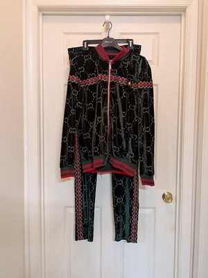 Stacy Adams Green, Black, and Red Velour Track Suit - Medium Jacket ...