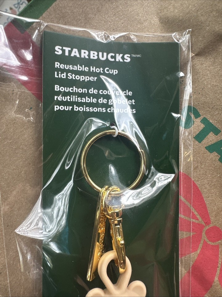 STARBUCKS reusable hot cup lid stopper CHRISTMAS BEAR 2025 Keychain | eBay