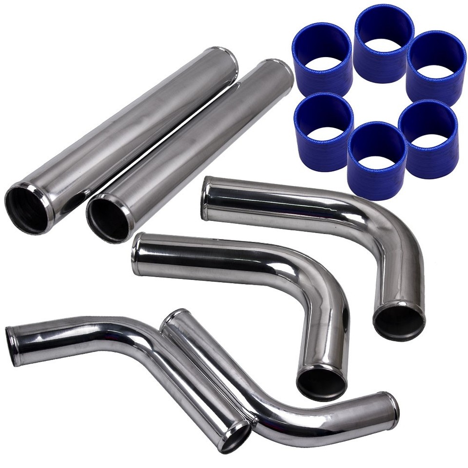 2.5" Inch Universal Aluminum Intercooler Turbo Pipe Kit + Silicone Hose ...