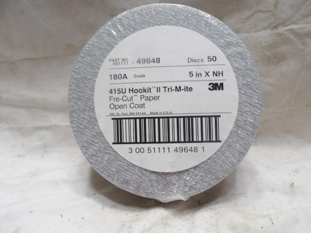 3M 5" 415U Hookit II Tri-M-ite Fre-Cut Paper Open Coat Grade 180A (50 ...